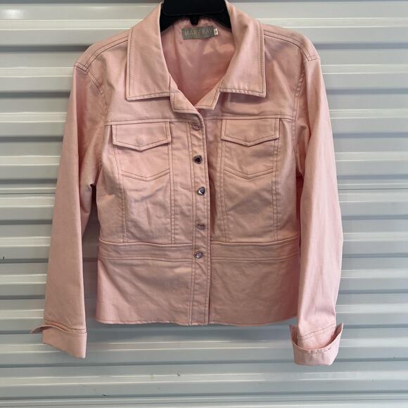 Mary Kay | Jackets & Coats | Mary Kay Jean Jacket Womens Pink Heart Gem ...
